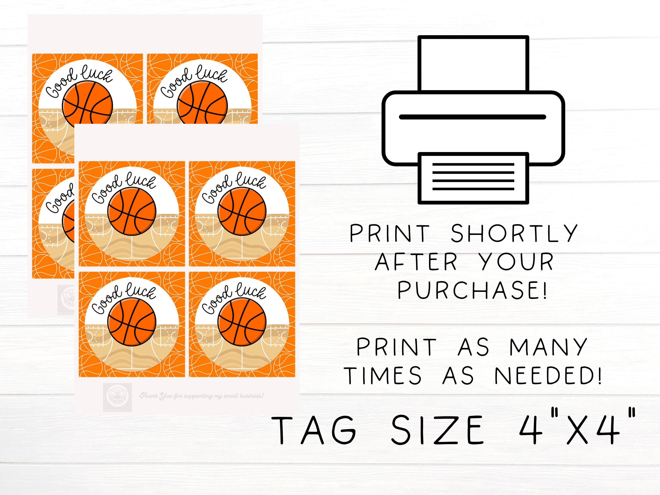 Basketball Good Luck Tags Printable Basketball Party Favor - Etsy