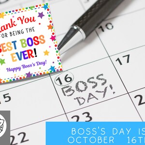 Happy Boss's Day Printable | Boss's Day Gift Tag | Printable Instant ...