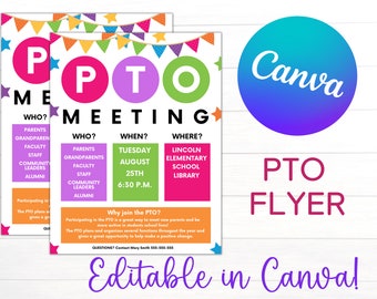 PTA/PTO Meeting Flyer Editable Template Instant Download - Etsy