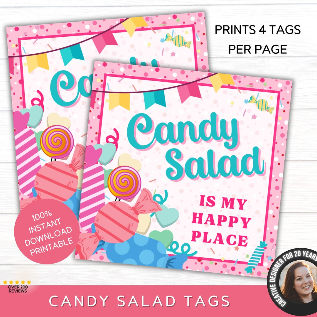 Candy Salad Printable Gift Tag Instant Download | Gifts for Candy ...