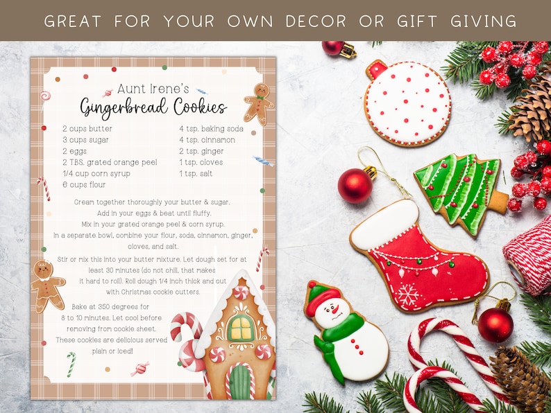 Gingerbread Cookies Recipes Printable Gingerbread Cookie - Etsy