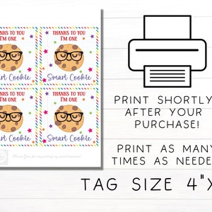 Teacher Appreciation Tags Smart Cookie Tag PTO Teacher Appreciation ...