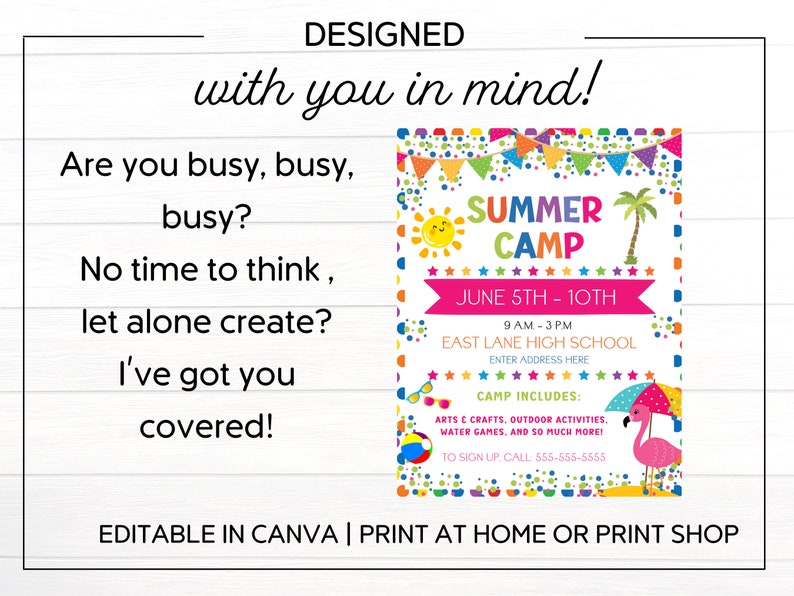 Summer Camp Flyer | Summer Flyer | Printable Editable Template | Canva ...