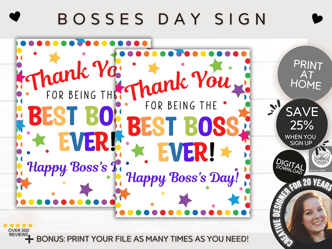 Best Boss Ever Thank You Sign Boss's Day Sign - Etsy