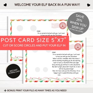 Welcome Back Elf Postcard Printable | Editable Elf I'm Back Letter ...