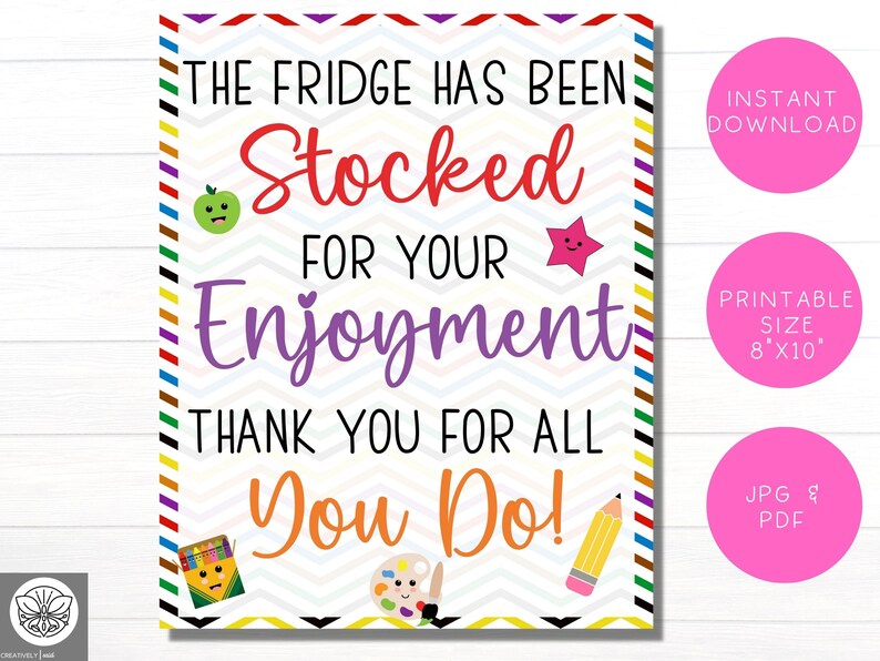 Staff Appreciation Fridge Has Been Stocked Sign Printable - Etsy