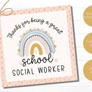 School Social Worker Gift Printable Tag Appreciation Thank You Gift Box ...