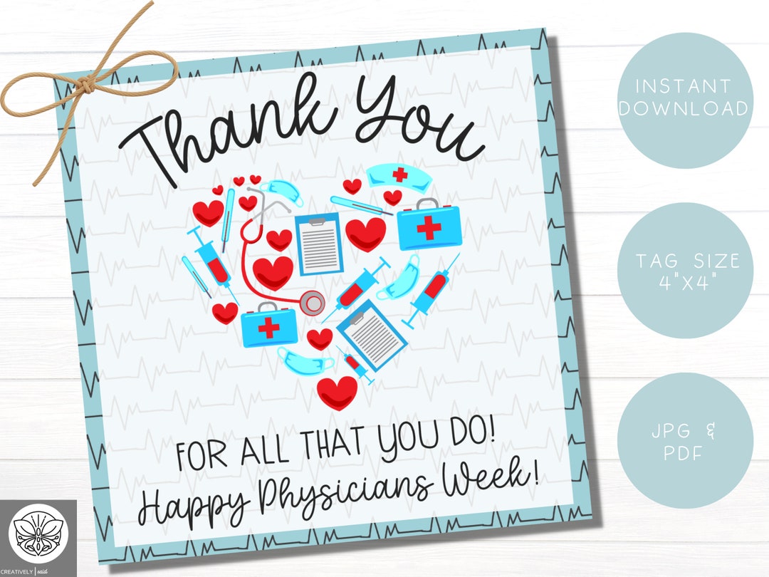 Physicians Week Printable Gift Tags | Gifts for Physicians | Happy ...