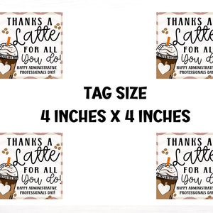 Thanks a Latte Tags | Staff Appreciation Tags | Administrative ...