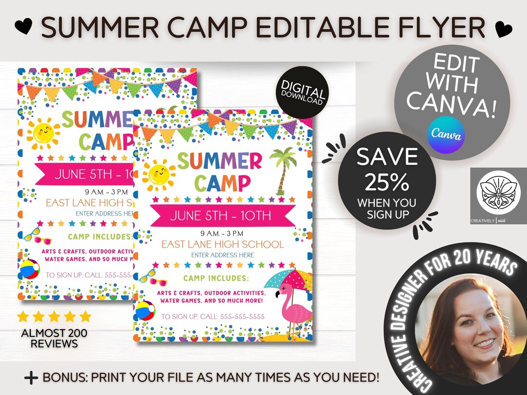 Summer Camp Flyer | Summer Templates | Summer Flyer Daycare | Editable ...