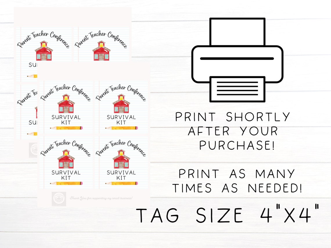 Parent Teacher Conference Survival Kit Tag | Teacher Appreciation Gift ...