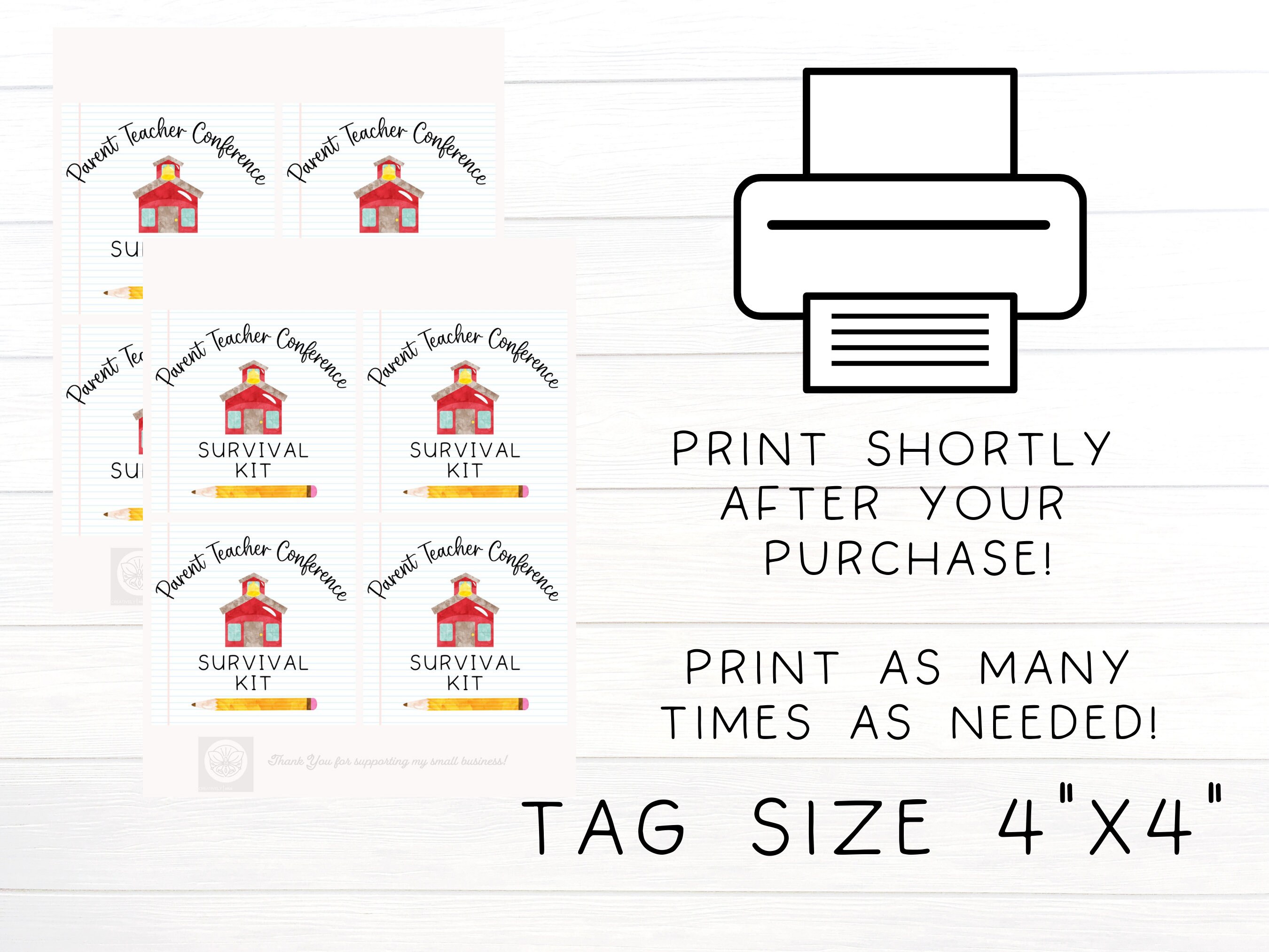 Parent Teacher Conference Survival Kit Tag | Teacher Appreciation Gift ...