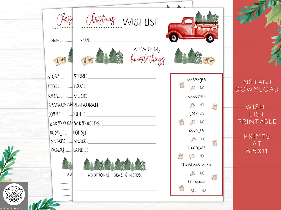 Christmas Wishlist Printable Santa Printable Question - Etsy