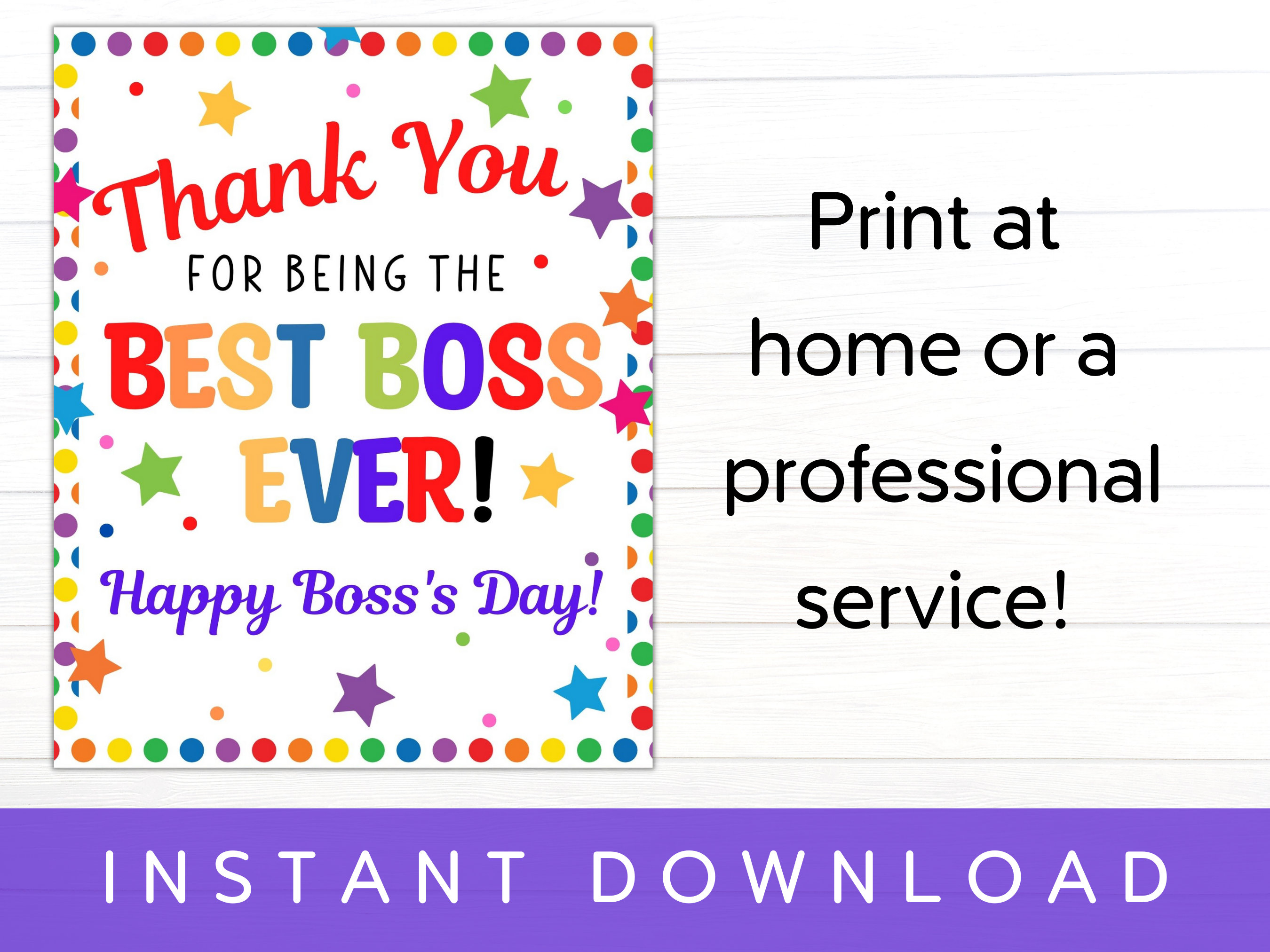 Best Boss Ever Thank You Sign | Boss's Day Sign | Printable Instant ...