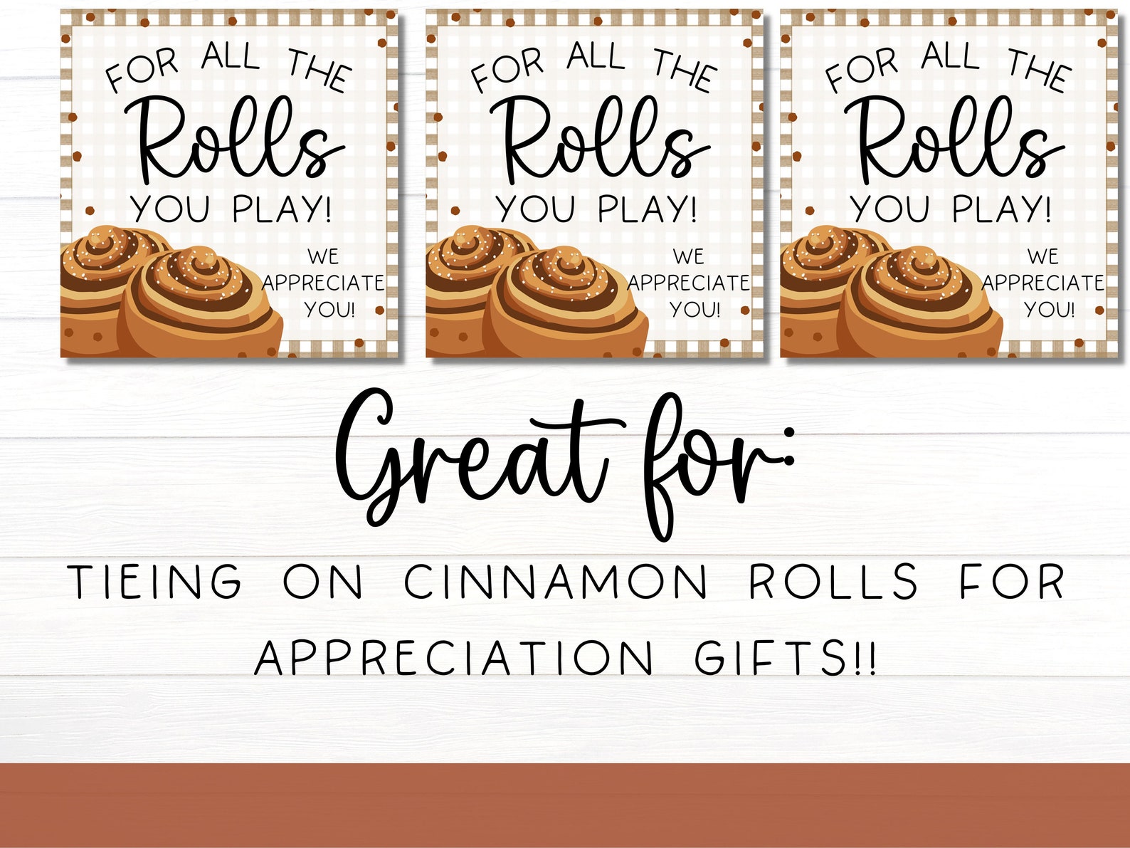 Cinnamon Roll Gift Tag | Teacher Nurse Staff Appreciation Gift Tag ...