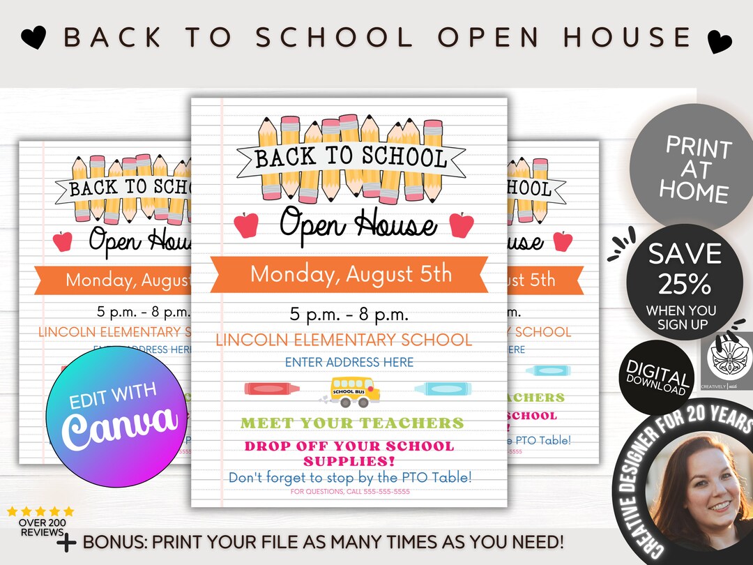 Editable Back to School Open House Flyer Printable Back to School ...