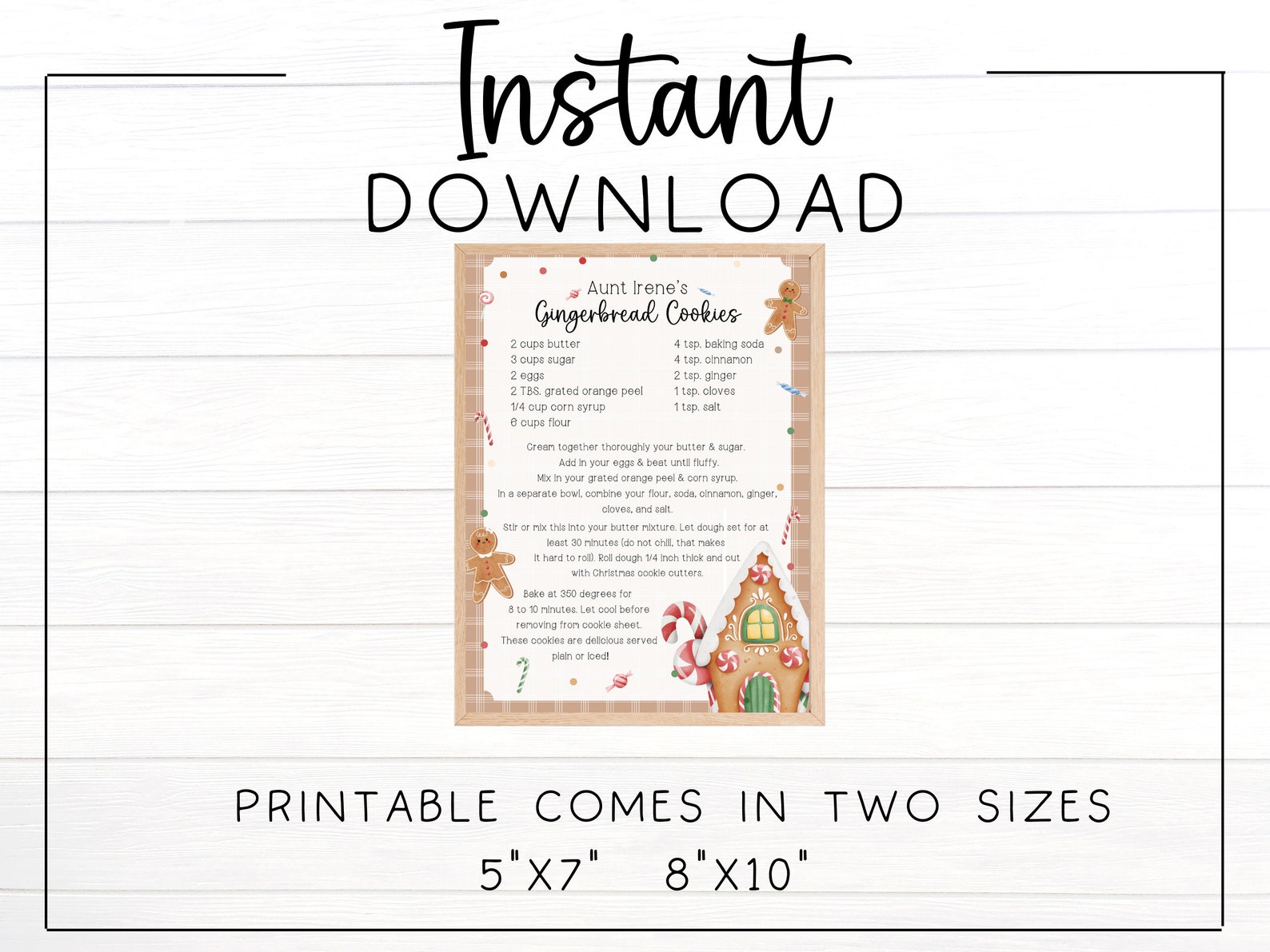 Gingerbread Cookies Recipes Printable Gingerbread Cookie - Etsy