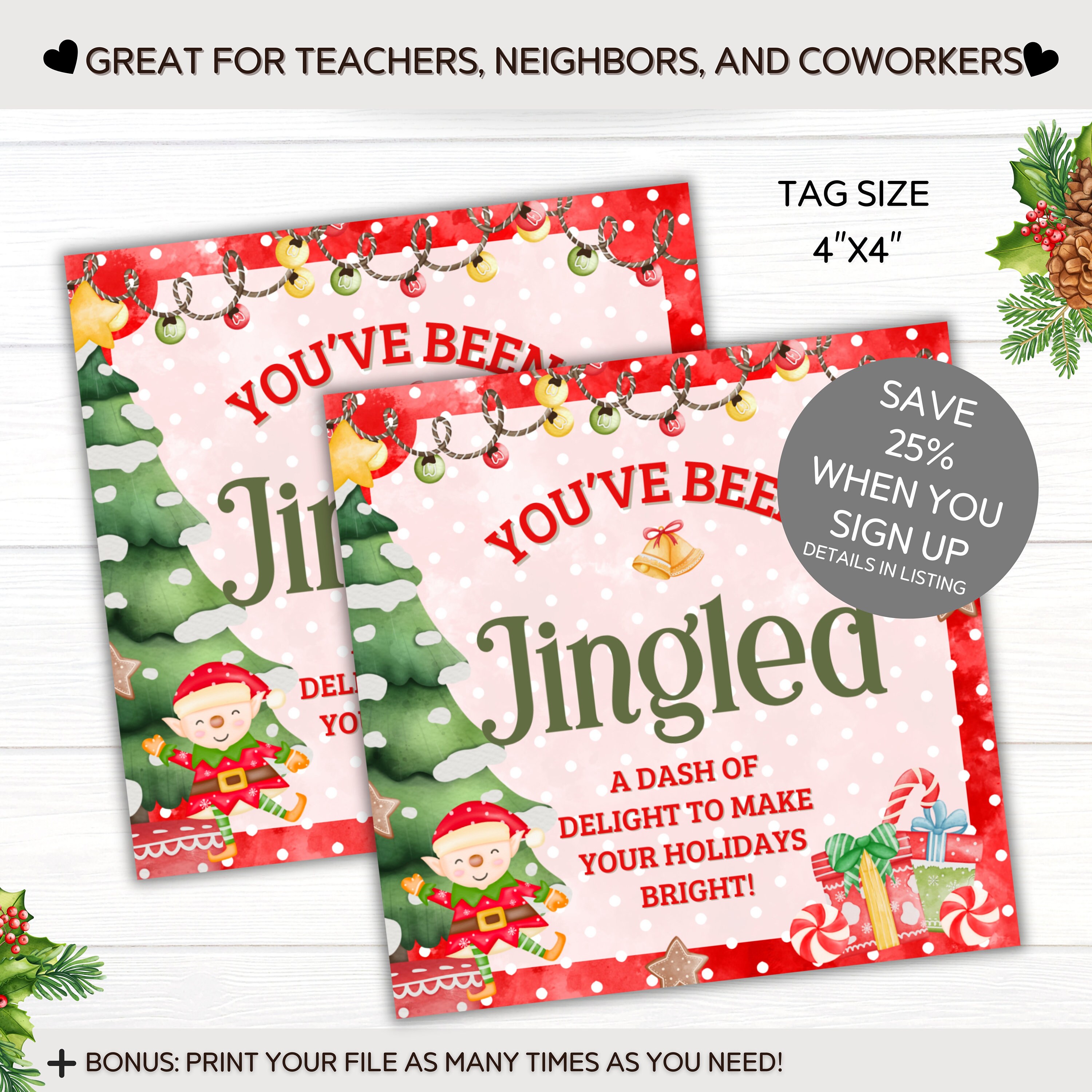 You've Been Jingled Printable Gift Tags | Christmas Gifts for Neighbors ...