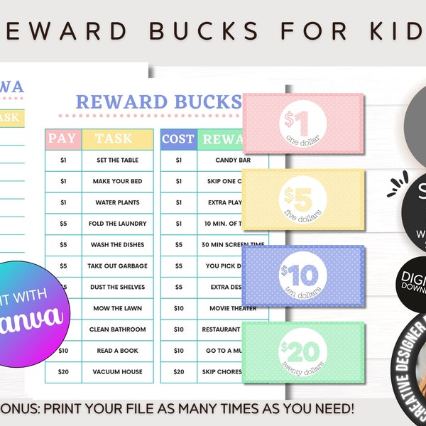 Reward Money Template Canva - Etsy