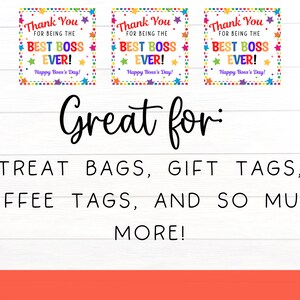 Happy Boss's Day Printable | Boss's Day Gift Tag | Printable Instant ...