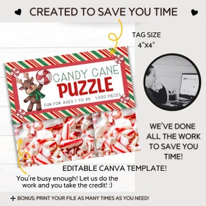 Editable Christmas Candy Cane Puzzle White Elephant Gag Gift | Secret ...