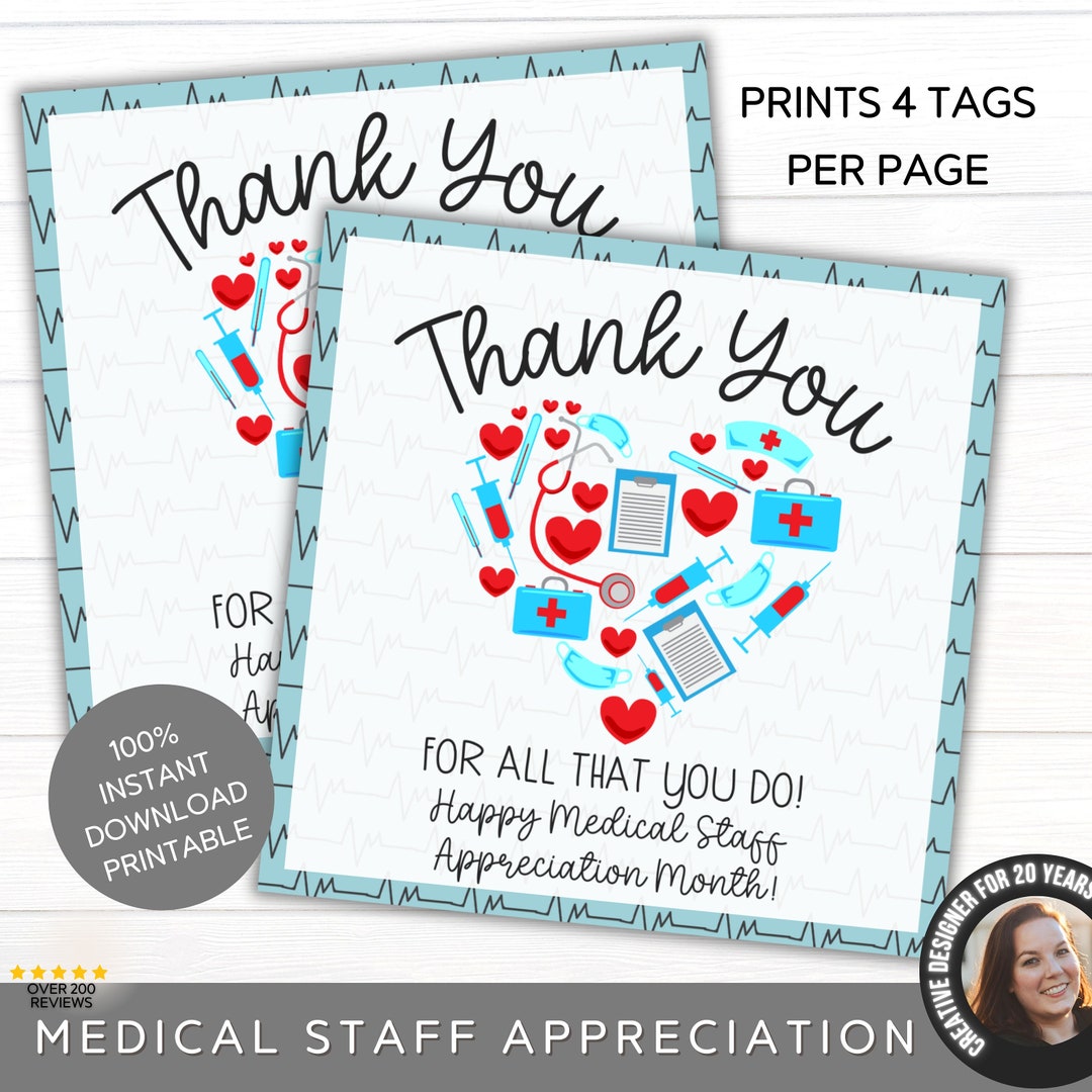 Medical Staff Professionals Appreciation Month Printable Gift Tag Gifts ...