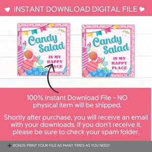 Candy Salad Printable Gift Tag Instant Download | Gifts for Candy ...