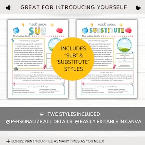 Meet the Sub Substitute Teacher Template | Editable Printable ...