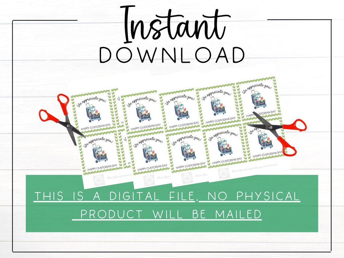 Custodian Appreciation Day Printable Gift Tag Janitor Thank - Etsy