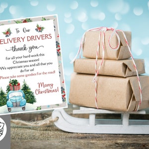 Delivery Driver Thank You Sign | Christmas Snack Drink Sign | Red Truck ...