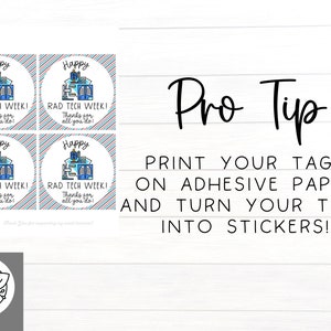 Rad Tech Week Printable Gift Tag Sticker Label Gift for Rad Techs ...
