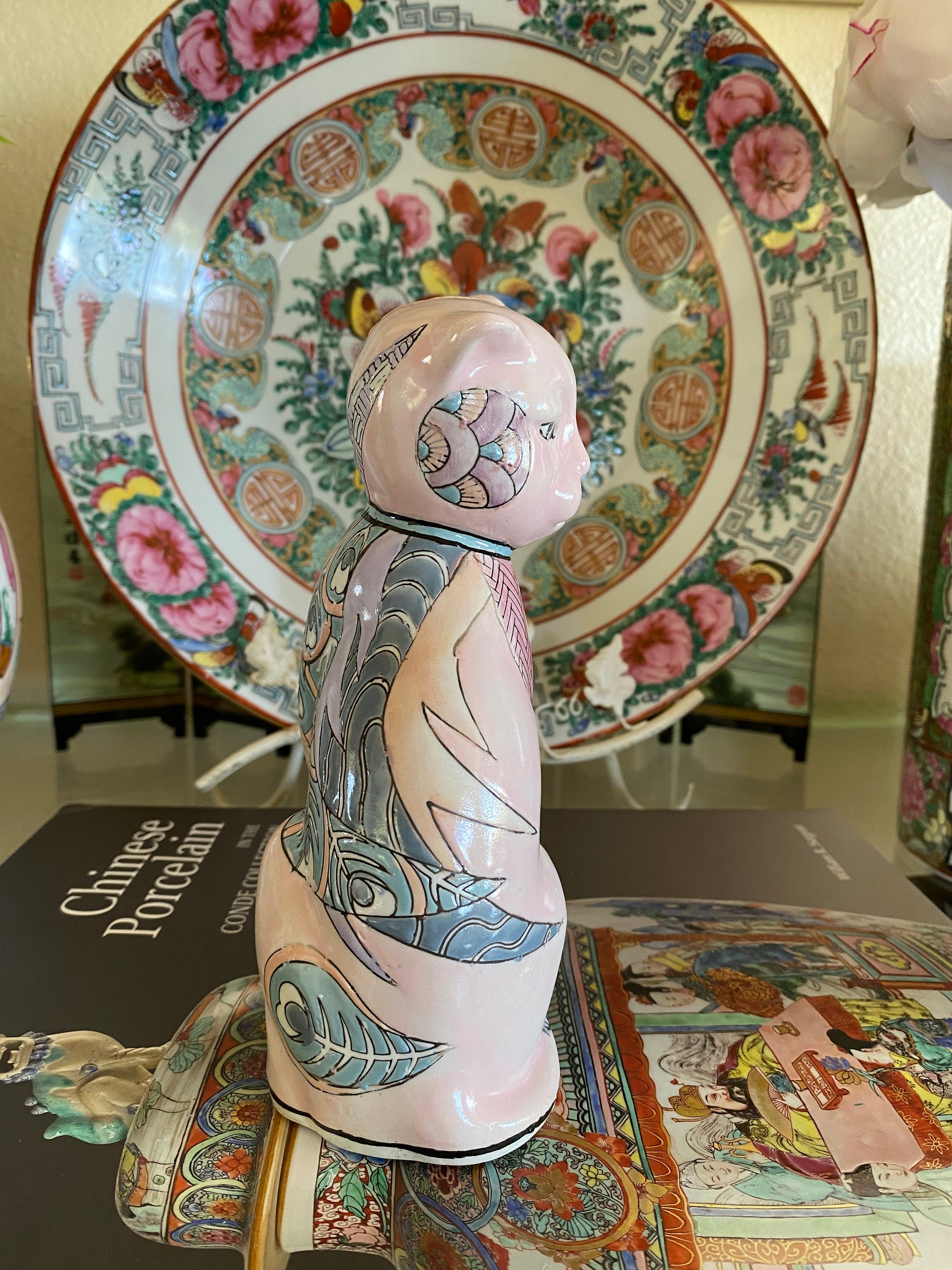 Vintage Pink Cat Handcrafted Ceramic Figurine Hand Painted Porcelain ...