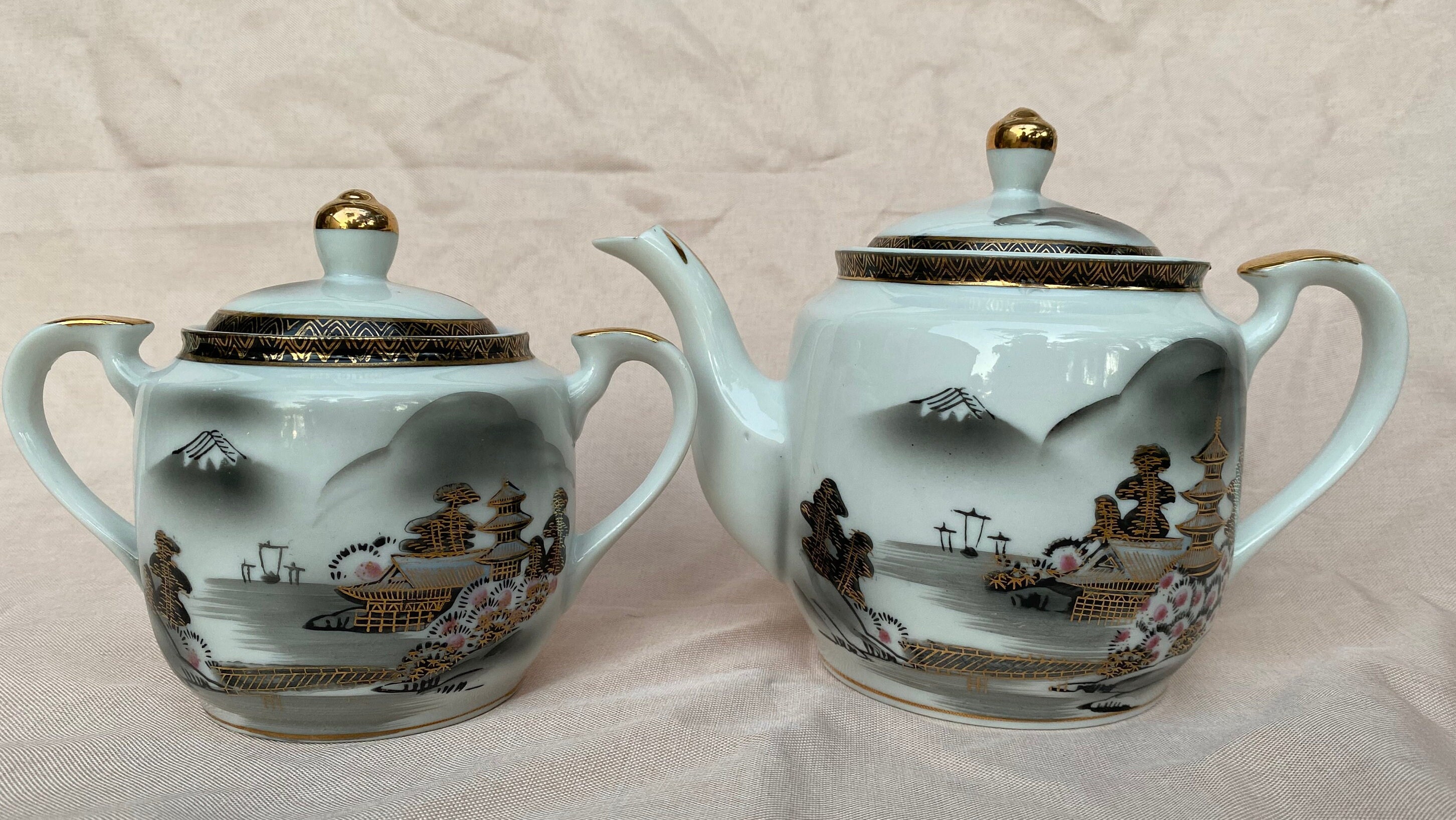 Vintage Genuine Kutani China Porcelain Gold Gilt Japanese Teapot W/ Lid ...