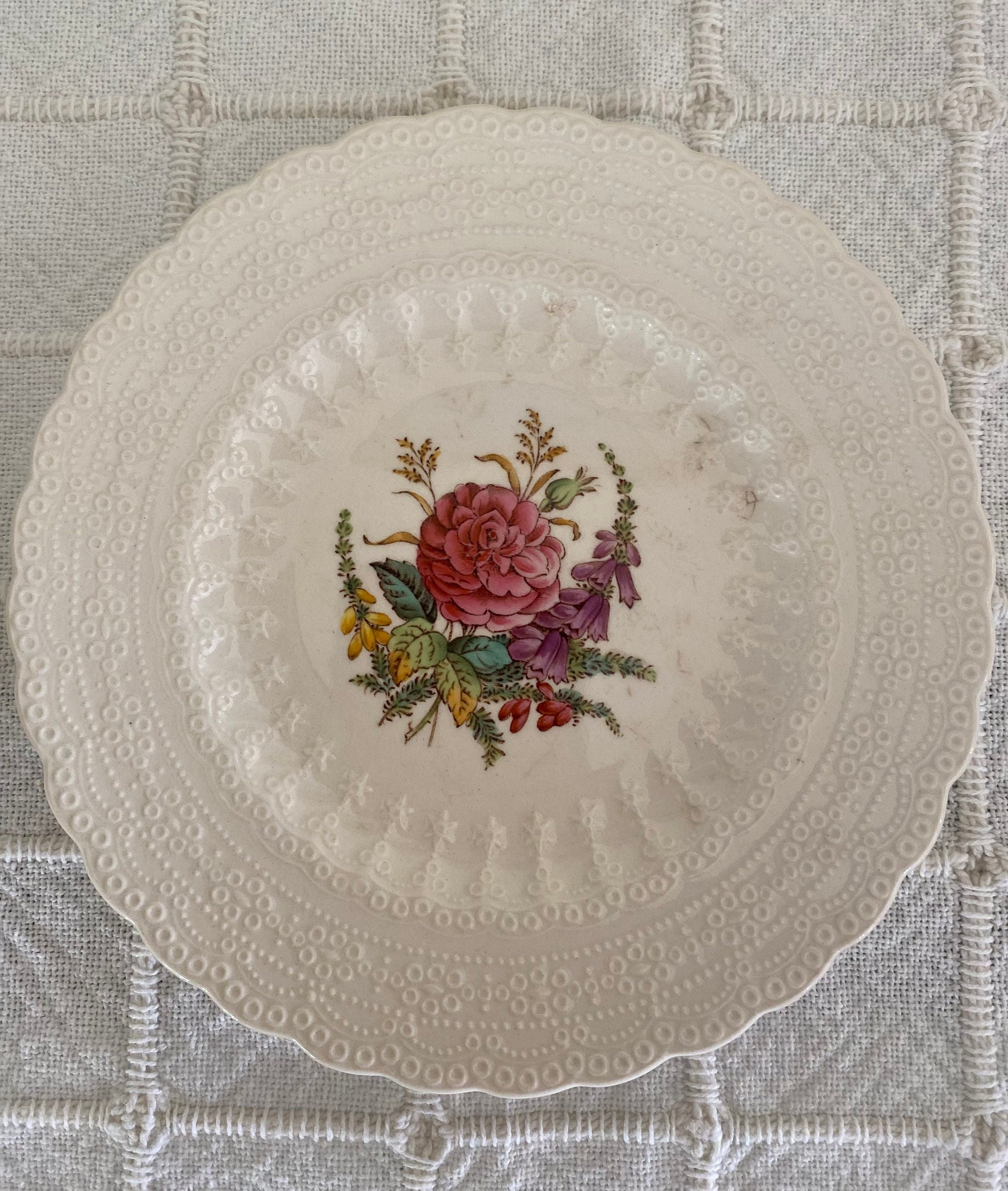 Spode's Jewel Copeland Heath & Rose Fine China Saucers and Bread Plate ...