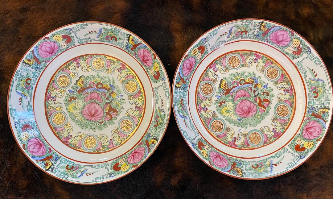 Vintage Canton Rose Medallion Shallow Serving Bowl, Hand Painted ...