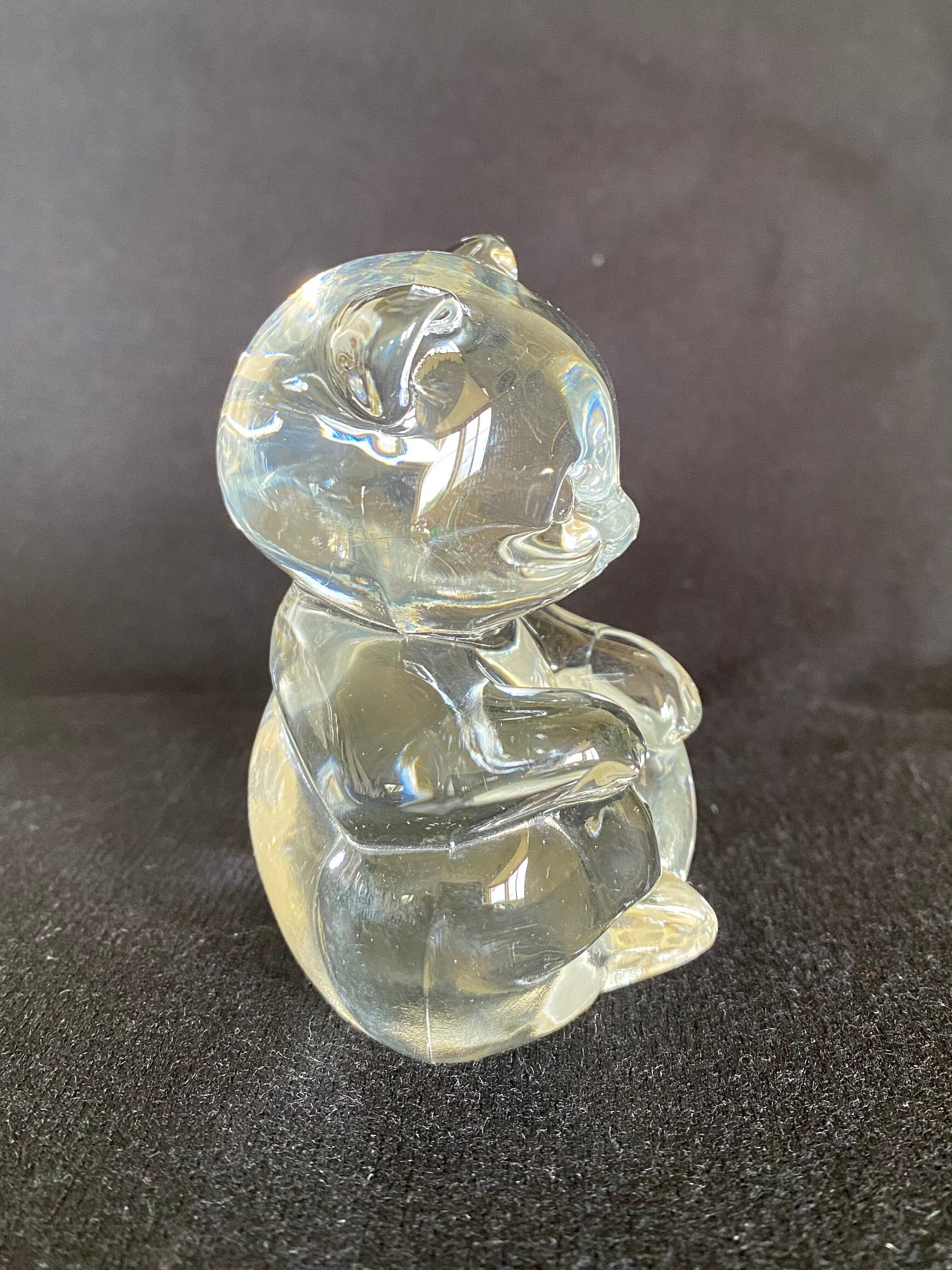Vintage Fenton Glass Art Bear Fenton Clear Art Glass Sitting Bear ...