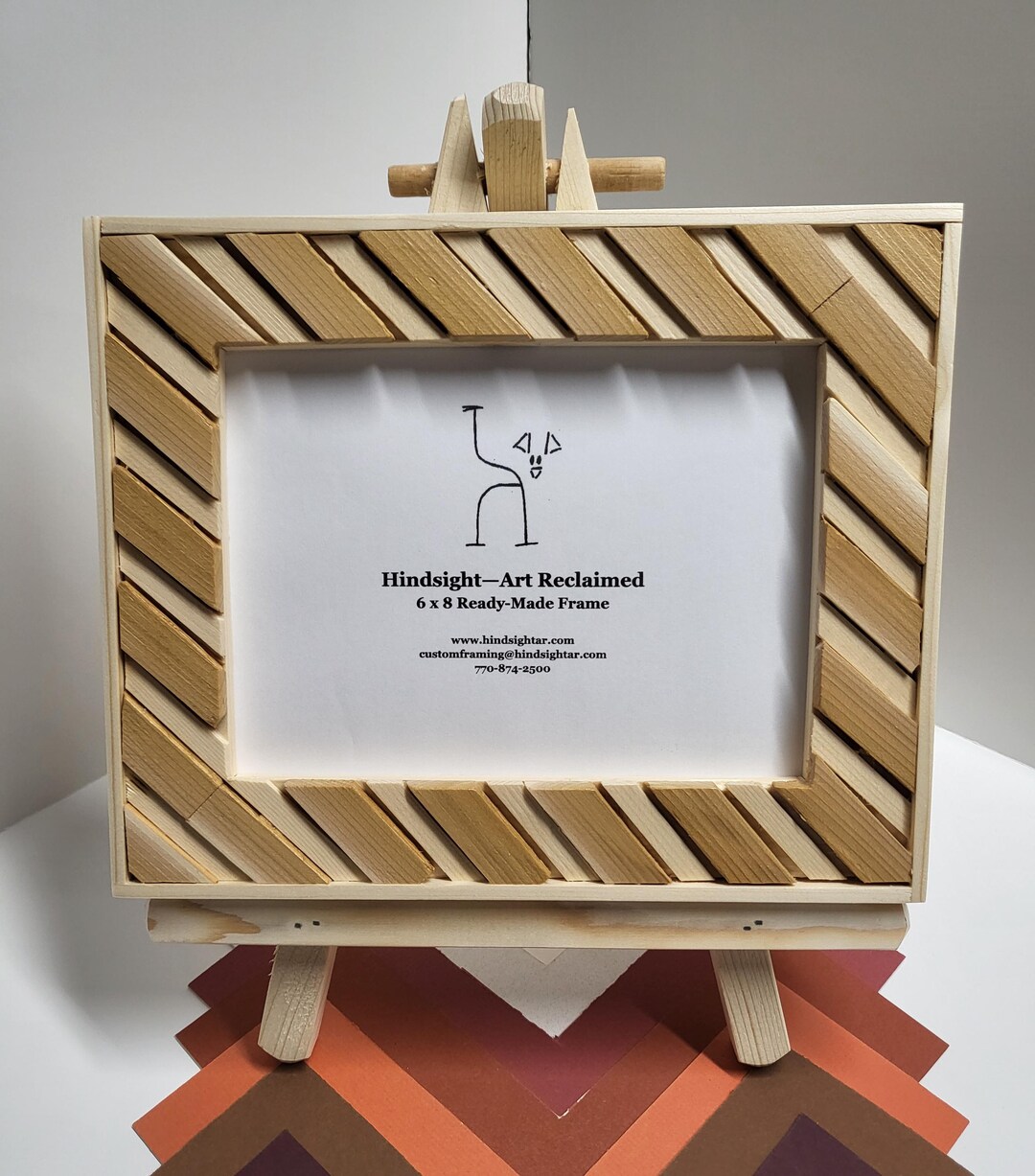 6 X 8, Diagonal Cedar Picture Frame, Primitive Folk Art Design ...