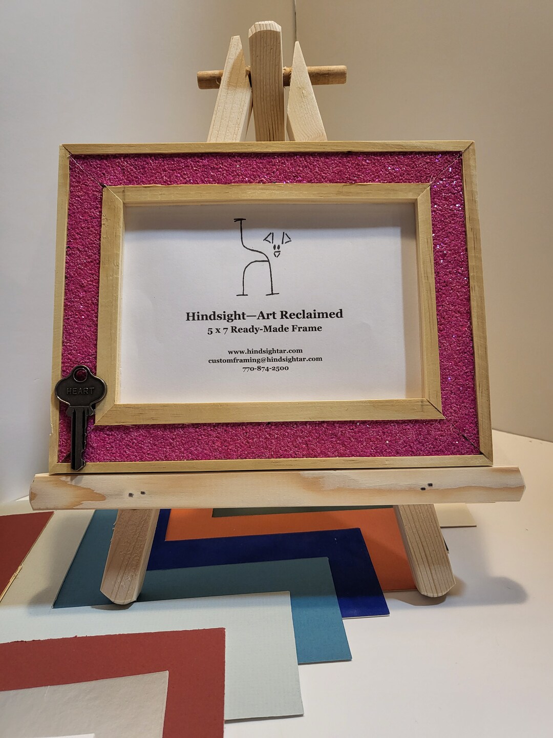 5 X 7, Pink Glitter Picture Frame, 'heart', Scrap Wood, Handmade, Solid ...