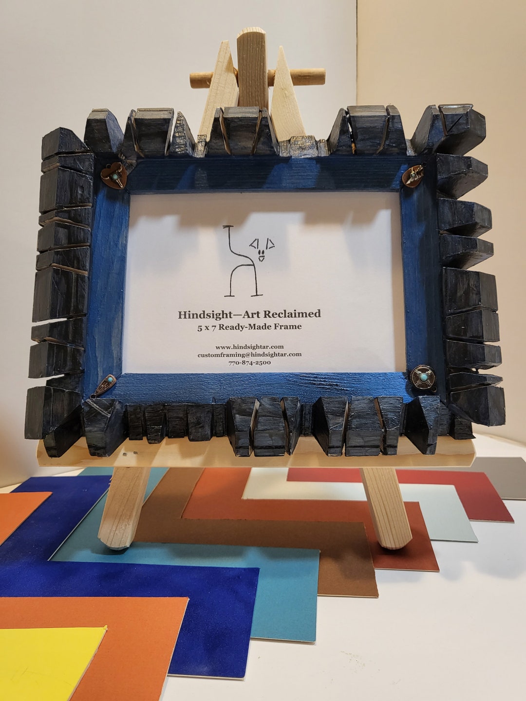 5 X 7, Metallic Blue Picture Frame, Decorative Western Metal, Handmade ...