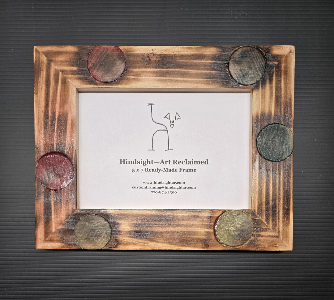 Torched Color Dot Frame, 5x7 Handcrafted Reclaimed Wood Frame, Rustic ...