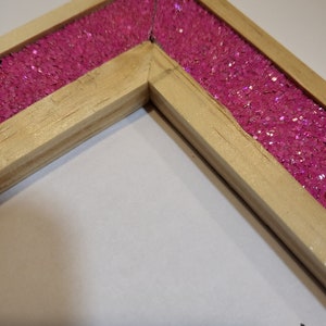 5 X 7, Pink Glitter Picture Frame, 'heart', Scrap Wood, Handmade, Solid ...