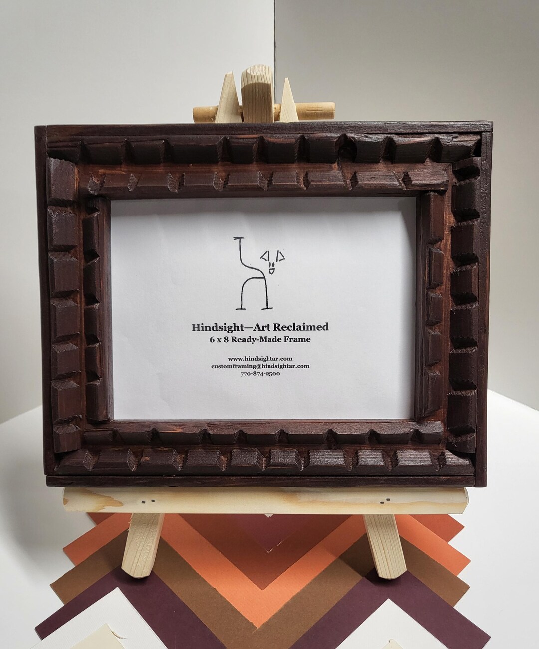 6 X 8, Mahogany Scallop Picture Frame, Primitive Folk Art Design ...