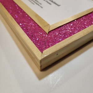 5 X 7, Pink Glitter Picture Frame, 'heart', Scrap Wood, Handmade, Solid ...