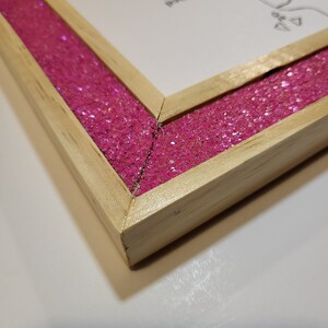 5 X 7, Pink Glitter Picture Frame, 'heart', Scrap Wood, Handmade, Solid ...