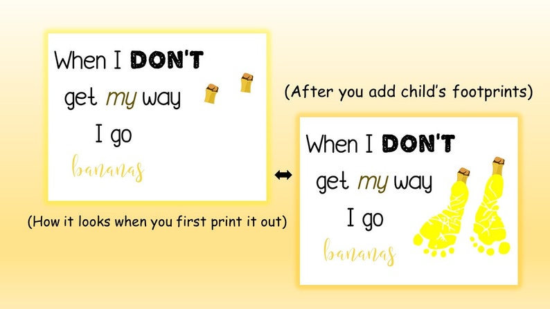 GO BANANAS Footprint Kids Craft / PRINTABLE / Keepsake Gift / Digital ...