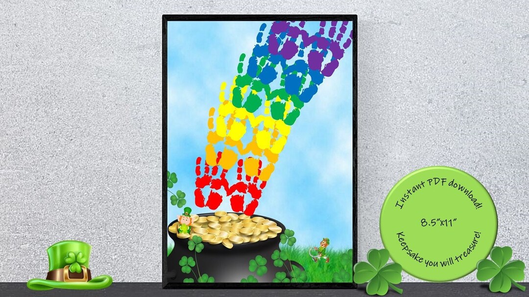 A COLORFUL Pot of Gold Handprints Kids Craft! / Printable / Keepsake ...