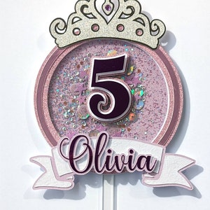 Princess Cake Topper Pink Glitter Personalised One Year Old Shaker ...