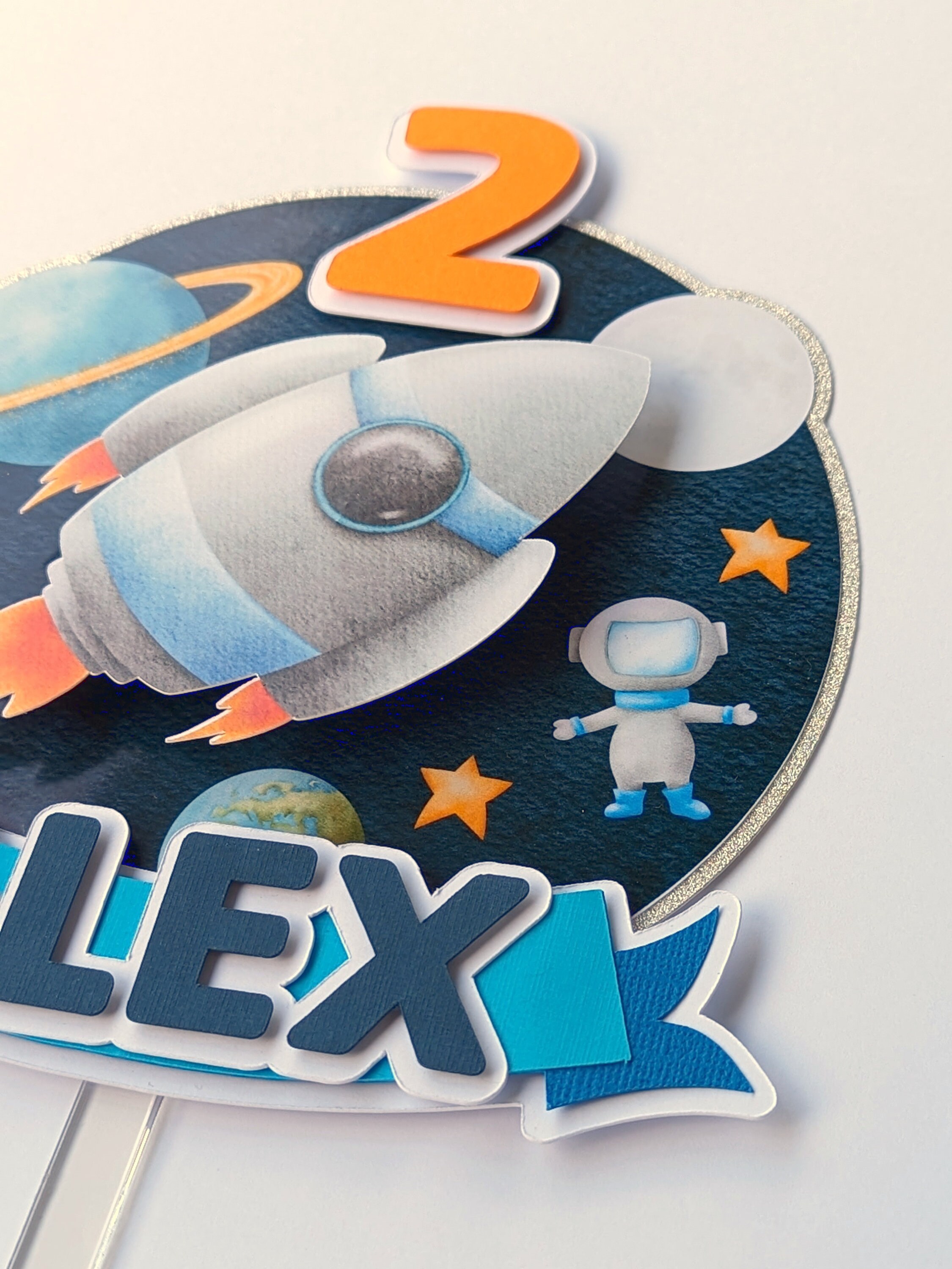 Space Themed Cake Topper, Personalised Cake Topper, Custom Made ...
