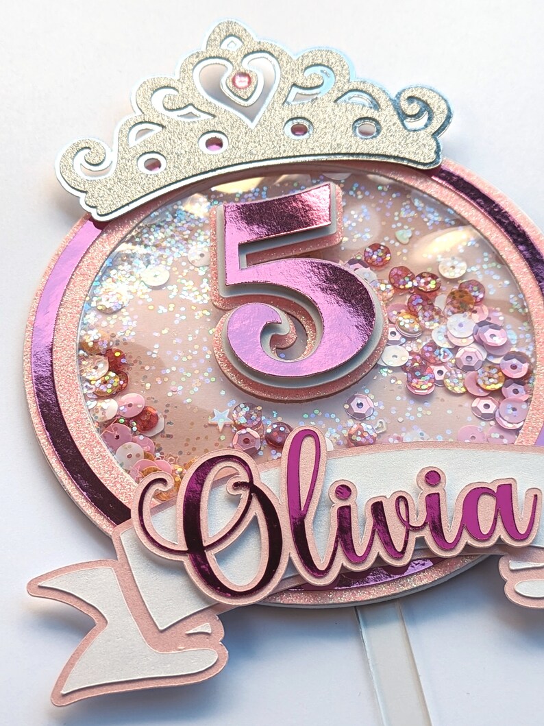 Princess Cake Topper Pink Glitter Personalised One Year Old - Etsy
