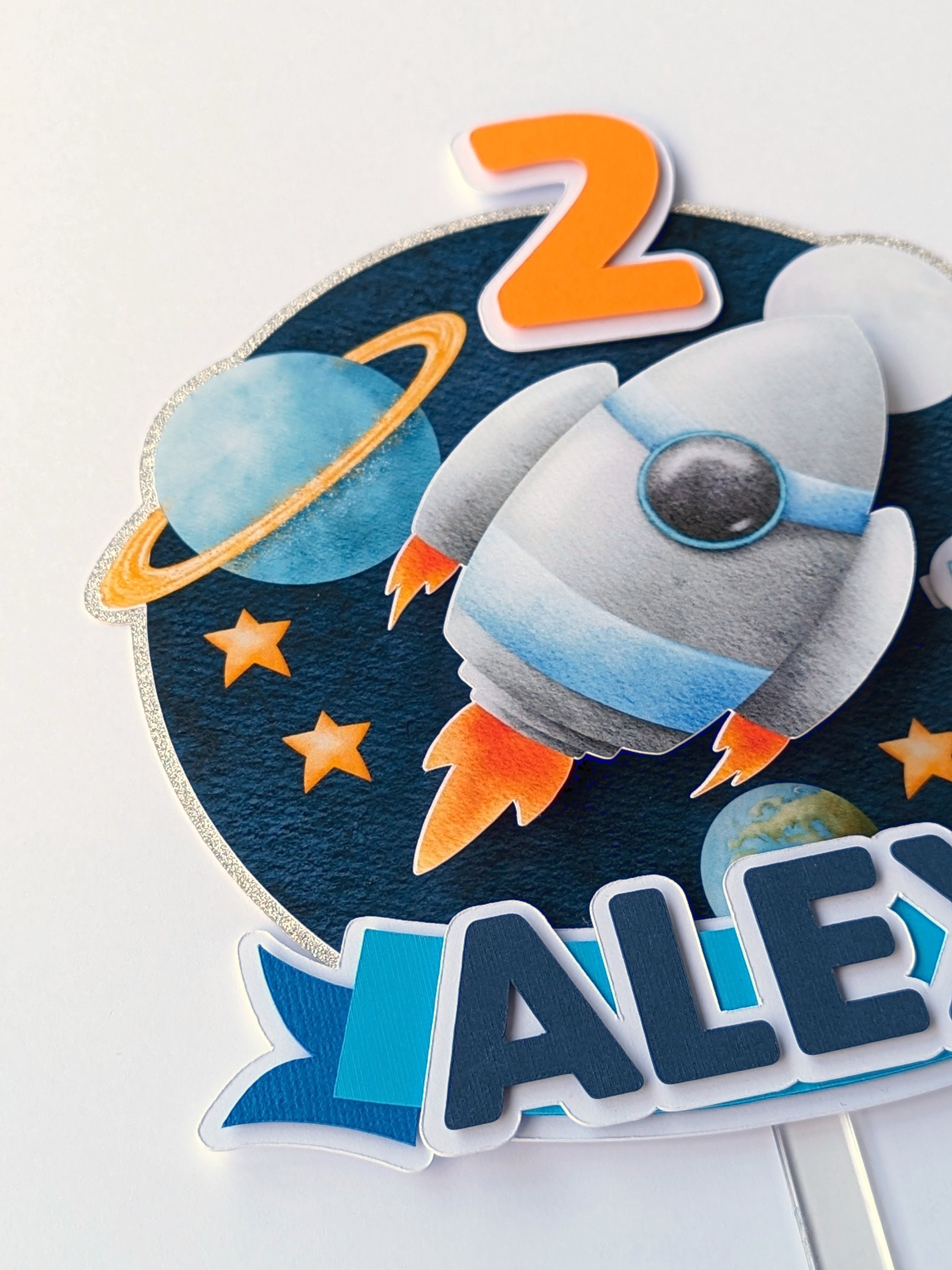 Space Themed Cake Topper, Personalised Cake Topper, Custom Made ...